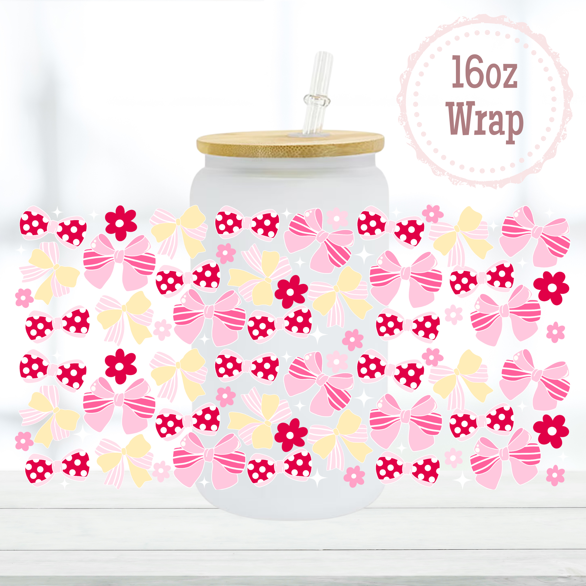 Pink and Yellow Bows 16oz UVDTF Cup Wrap – FelizVibes Shop