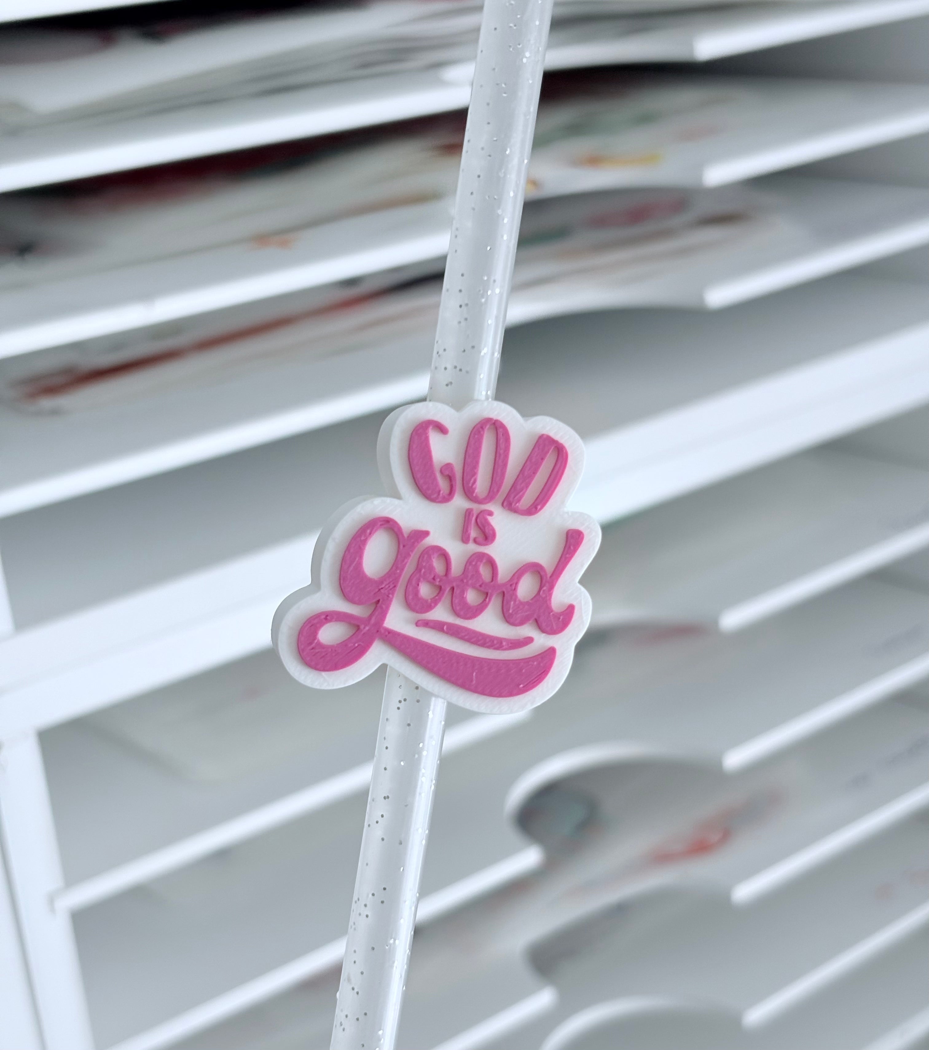 Pink & White God is Good 3D Topper – FelizVibes Shop