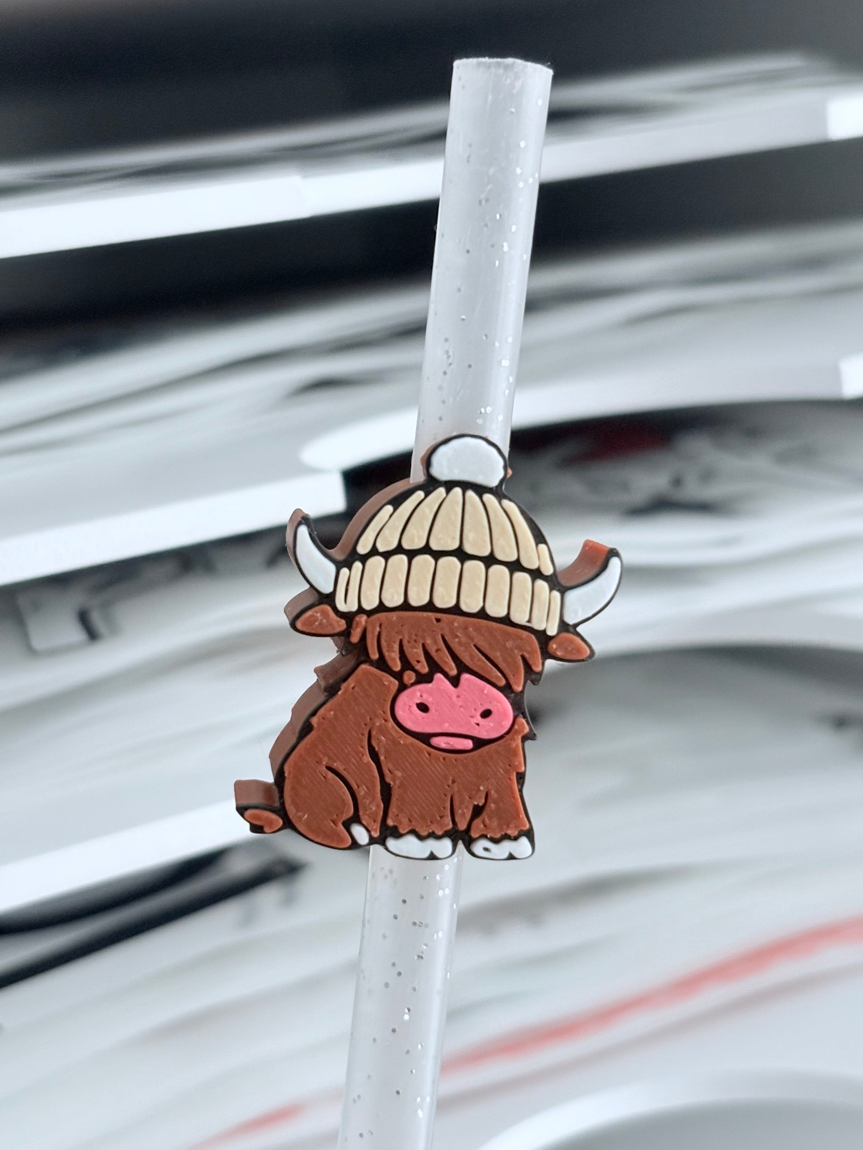 Winter Cow 3D Straw Topper – FelizVibes Shop